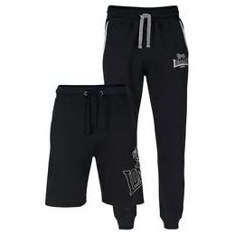 Jogginghose Lonsdale "und Shorts als Set GIFFORDLAND", Herren, Gr. L (52/54), N-Gr, schwarz, angeraute Sweatware, Obermaterial: 60% Baumwolle, 40% Polyester, unifarben, bequem, Hosen Jogginghose, Set: Jogginghose und Shorts, Topseller