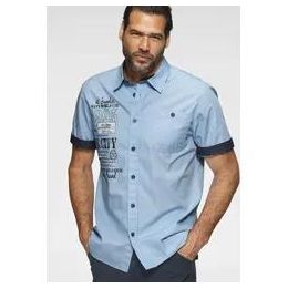 MAN'S WORLD Kurzarmhemd MAN'S WORLD, Herren, Gr. XXL (45/46), N-Gr, blau (hellblau), Obermaterial: 100% Baumwolle, bedruckt, unifarben, bequem, abgestepptes B&uuml;ndchen, Hemden, mit Print
