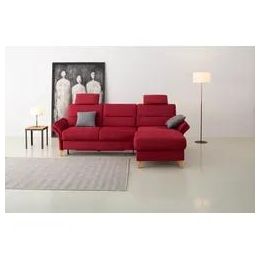 Ecksofa Home Affaire "Westerland L-Form", rot (bordeaux), B:252cm H:90cm T:162cm, 100% Polyester, Sofas, Ecksofa, Federkern-Polsterung, wahlweise mit Bettfunktion, Bettkasten