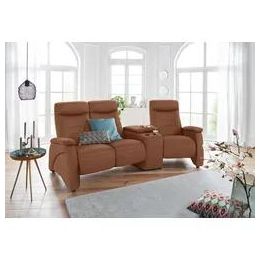 3-Sitzer exxpo - SOFA FASHION "Ascoli, Kinosofa mit hohem Sitzkomfort, bequeme Armlehnen", braun (cognac), B:251cm H:106cm T:99cm, NaturLEDER (echtes Rindsleder) in Sitz und R&uuml;cken. Korpus in passendem Kunstleder SOFTLUX bezogen;Velours in Lederoptik (100% Polyester);Webvelours (92% Polyester, 8% Nylon), Sofas, inkl. Relaxfunktion, Ablage und Staufach, hohe R&uuml;ckenlehne