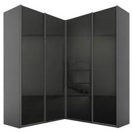 Schwebet&uuml;renschrank Rauch "Schrank Garderobe Eckkleiderschrank QUADRA Front in Dekor/Hochglanz", grau (graumetallic, hochglanz effektgrau), B:181cm H:229cm T:187cm, Holzwerkstoff, Schr&auml;nke, Schwebet&uuml;renschrank, gro&szlig;er Eckschrank mit viel Stauraum, Ma&szlig; 181x187 cm MADE IN GERMANY