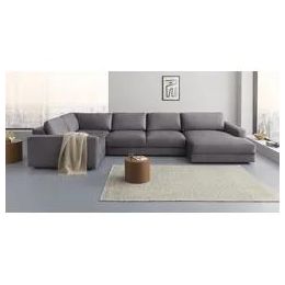 Wohnlandschaft Home Affaire "Bloomfield, Mega Polsterprogramm, Breite 405cm, viel Platz, U-Form", grau, B:405cm H:84cm T:224cm, 100% Polyester, Sofas, Wohnlandschaft, mit extra tiefer Sitzfl&auml;che, wahlweise mit Sitztiefenverstellung