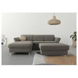 Sit & More Ecksofa SIT & MORE "Apulia L-Form", braun (schlamm), B:250cm H:78cm T:185cm, Webstoff (100% Polyester);Struktur weich (90% Polyester, 10% Polyamid);Luxus-Microfaser Euphoria (100% Polyester);Samtoptik (100% Polyester), Sofas, Ecksofa, wahlweise Bettfunktion, Bettkasten und Kopf- und Armteilverstellung