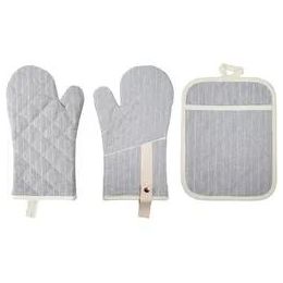 Topfhandschuhe stuco "gestreift", grau (hellgrau, natur), Baumwolle, Polyester, Topflappen