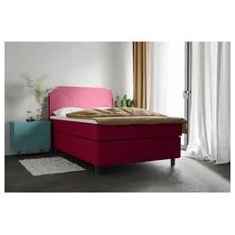 Boxspringbett Home Affaire "Marausa", pink, B:121cm L:208cm, 100% PES, Komplettbetten, Boxspringbett, mit Taschen-Federkernmatratze, mit dekorativer Kedernaht