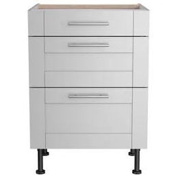 Unterschrank KOCHSTATION "KS-Ahus", grau (hellgrau matt, hellgrau), B:60cm H:87cm T:58,4cm, Schr&auml;nke, Unterschrank, Breite 60 cm