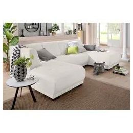 Wohnlandschaft Home Affaire "Langeland U-Form", beige (creme), B:297cm H:85cm T:163cm, Filzoptik (100% Polyester);Struktur (100% Polyester);Webstoff (100% Polyester), Sofas, Wohnlandschaft, incl. 2 Zierkissen, Recamiere wahlweise links oder rechts