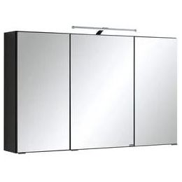 Spiegelschrank Welltime "Cardiff", grau (graphitfarben), B:100cm H:64cm T:20cm, Schr&auml;nke, Spiegelschrank, Breite 100 cm, mit Schalter und Steckdose