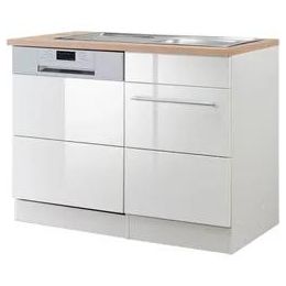 Sp&uuml;lenschrank KOCHSTATION "KS-Wien", wei&szlig; (wei&szlig; hochglanz), B:110cm H:85cm T:60cm, Holzwerkstoff, MDF, Schr&auml;nke, Sp&uuml;lenschrank, Breite 110 cm, inkl. M&ouml;belfront f&uuml;r teilintegrierbaren Geschirrsp&uuml;ler