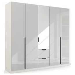 Dreht&uuml;renschrank Rauch "Kleiderschrank Schrank Garderobe Ankleide MODERN BY QUADRA SPIN", wei&szlig; (alpinwei&szlig;, glas kristallwei&szlig;), B:226cm H:210cm T:54cm, Holzwerkstoff, Schr&auml;nke, Dreht&uuml;renschrank, mit Spiegel und hochwertiger Glasfront, Stangengriff MADE IN GERMANY