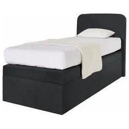 Boxspringbett, schwarz, B:105cm L:212cm, Box und Kopfteil: Microvelours (100% Polyester) oder Kunstleder (Polyurethan);Bezug der Obermatratze: 100% Polyester, Westfalia Schlafkomfort, Komplettbetten, Boxspringbett, wahlweise mit Bettkasten