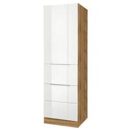 Seitenschrank KOCHSTATION "KS-Brindisi", wei&szlig; (wei&szlig; hochglanz, wotaneichefarbe), B:60cm H:200cm T:60cm, Holzwerkstoff, MDF, Schr&auml;nke, Seitenschrank, 60 cm breit, 200 cm hoch, viel Stauraum