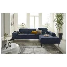 Ecksofa DOMO collection "Cunelli tolle Sitzn&auml;hte als Designelement, fester Sitzkomfort, L-Form", blau (dunkelblau), B:292cm H:79cm T:175cm, Sofas, Ecksofa, wahlweise mit 6-fach verstellbarer Kopfteilverstellung, bodenfrei