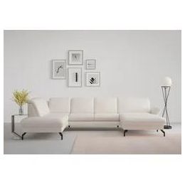 Sit & More Wohnlandschaft SIT & MORE "Fashion U-Form", beige (creme), B:338cm H:84cm T:207cm, Sofas, Wohnlandschaft, wahlweise mit Kopfteilverstellung, Vorziehsitz, motorisch, Metallf&uuml;&szlig;e