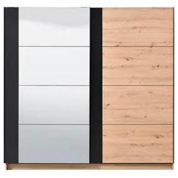 Schwebet&uuml;renschrank Inosign "Sardinia, Kleiderschrank mit Spiegel, Made in Europe", braun (artisan eiche, schwarz), B:179cm H:210cm T:62,5cm, Holzwerkstoff, Schr&auml;nke, Schwebet&uuml;renschrank, viel Stauraum durch gro&szlig;z&uuml;gige Innenausstattung, 170 oder 262cm breit