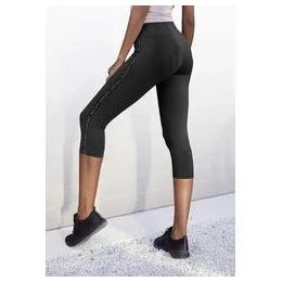 Caprileggings Lascana ACTIVE, Damen, Gr. S (36/38), N-Gr, schwarz, Jersey, Obermaterial: 95% Baumwolle, 5% Elasthan, unifarben, Basic, figurbetont kniebedeckend, Hosen, mit breitem Komfortbund