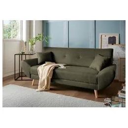 3-Sitzer Home Affaire "Basta", gr&uuml;n, B:205cm H:80cm T:82cm, (100% Polyester) Struktur fein (100% Polyester) Chenille, Sofas