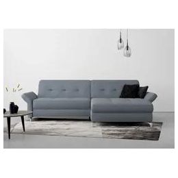 Ecksofa Home Affaire "Maredo L-Form", blau (graublau), B:284cm H:89cm T:179cm, 100% Polyester, Sofas, Ecksofa, Federkern, wahlweise auch mit Kopfteil- und Armlehnverstellung