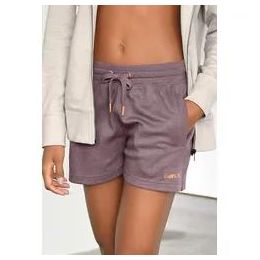 Relaxshorts BENCH. LOUNGEWEAR, Damen, Gr. 44/46, N-Gr, lila (mauve, meliert), Sweatware, Obermaterial: 60% Baumwolle, 40% Polyester, meliert, unifarben, Basic, Basic kurz, Hosen, Sweathose mit kurzen Seitenschlitzen und seitliche Taschen, Loungewear