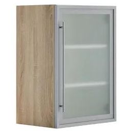 Glash&auml;ngeschrank Optifit, silber (alu, eichefarben), B:50cm H:70,4cm T:35,2cm, Schr&auml;nke, Glash&auml;ngeschrank, Breite 50 cm