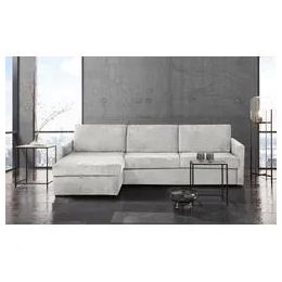 Schlafsofa Home Affaire "GOLDPOINT Ecksofa 264 cm, Liegefl&auml;che (140/200cm), L-Form", silber, B:264cm H:85cm T:157cm, Stuktur weich (100% Polyester);Luxus-Microfaser (100% Polyester), Sofas, Schlafsofa, Bettfunktion, Bonell-Federkernmatratze und Dauerschl&auml;fer-Funktion
