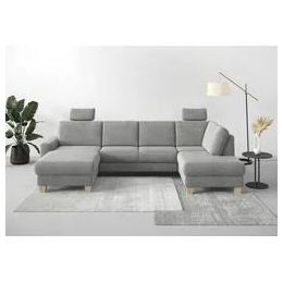 Wohnlandschaft Home Affaire "Summer U-Form", silber, B:314cm H:91cm T:170cm, 100% Polyester, Sofas, Wohnlandschaft, mit oder ohne Bettfunktion und Bettkasten, Cord-Bezug