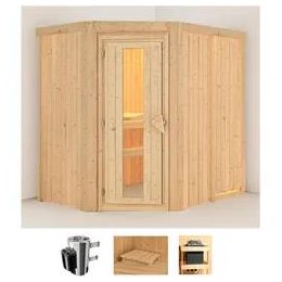 Sauna Karibu "Swantje", beige (naturbelassen), Saunaofen, integrierte Steuerung, 3,6 kW, Saunen, Ofen 3,6 kW intgr. Strg