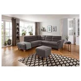 Ecksofa Home Affaire "Soleo L-Form", grau (anthrazit), B:262cm H:89cm T:235cm, Luxus-Microfaser ALTARA NUBUCK (100% Polyester);Struktur (100% Polyester);Luxus-Microfaser Lederoptik (100% Polyester), Sofas, Ecksofa, komfortabel durch Trapezecke mit Relaxfunktion, auch mit Bettfunktion