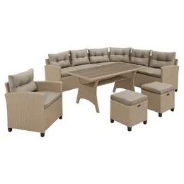 Gartenlounge-Set Konifera "Keros Premium", beige (beige meliert,), Polyrattan, Sitzm&ouml;bel-Sets, Gartenm&ouml;bel-Set, Ecklounge, Polyrattan, Stahl, geeignet f&uuml;r 8 Personen, inkl. Auflagen, Topseller
