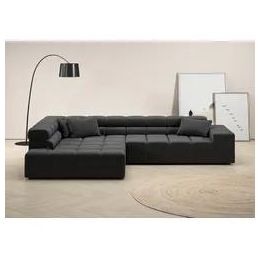 Ecksofa Home Affaire "Ancona incl. Kopfteilverstellung, Breite 319cm, L-Form", grau (steel), B:319cm H:70cm T:215cm, Struktur (85% Polyester, 15% Viskose);Luxus-Microfaser weich (98% Polyester, 2% Nylon);Velours (100% Polyester), Sofas, Ecksofa, wahlweise motorische Sitztiefenverstellung, auch in Cord + Easy Care