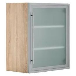 Glash&auml;ngeschrank Optifit, silber (alu, eichefarben), B:60cm H:70,4cm T:35,2cm, Schr&auml;nke, Glash&auml;ngeschrank, Breite 60 cm