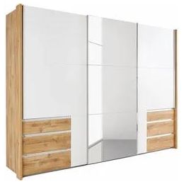 Schwebet&uuml;renschrank wimex "Level by fresh to go", wei&szlig; (plankeneichefarben, wei&szlig;), B:300cm H:236cm T:65cm, Schr&auml;nke, Schwebet&uuml;renschrank, jeweils mit einer Spiegelt&uuml;r, Topseller