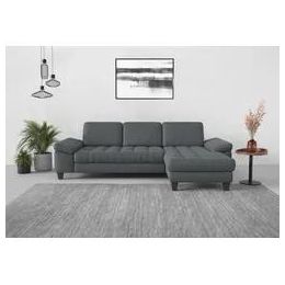Sit & More Ecksofa SIT & MORE "Westham L-Form", grau, B:275cm H:88cm T:172cm, 100% Polyester, Sofas, Ecksofa, Recamiere, mit oder ohne Bettfunktion, Bettkasten, F&uuml;&szlig;e wengefarben