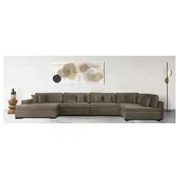 Wohnlandschaft Home Affaire "Skara XXL U-Form", grau (taupe), B:510cm H:86cm T:250cm, 100% Polyester, Sofas, Wohnlandschaft, Lounge-Sofa XXL mit Federkern-Polsterung, in vielen Bezugsvarianten