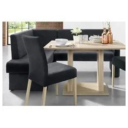 Eckbank Home Affaire "Umag", schwarz, B:190cm H:89cm T:140cm, Holzwerkstoff, Massivholz, Polyester, Sitzb&auml;nke, Eckbank, Sitz und R&uuml;cken gepolstert, verschiedene Qualit&auml;ten