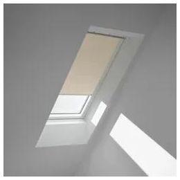 Verdunklungsrollo Velux "DKL SK06 1085SWL", beige (hellbeige, wei&szlig;), SK06, stufenlos positionierbar, Aluminium, Polyester, Rollos, Verdunklungsrollo, wei&szlig;e F&uuml;hrungsschienen & Griffleiste