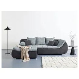 Ecksofa Home Affaire "Imola, elegant und modern, aktuelle Steppung im Sitz, bequem, L-Form", silber (anthrazit, silber), B:271cm H:90cm T:104cm, Sofas, Ecksofa, frei im Raum stellbar, wahlweise mit Bettfunktion und Bettkasten