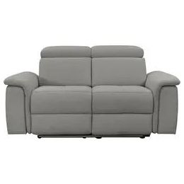 2-Sitzer Home Affaire "Pareli 172cm, manuelle u. elektr. Relaxfunktion", grau, B:172cm H:98cm T:142cm, Webstoff (95% Polyester 5%Nylon), Sofas, USB, Kopfteil-Verstellung, LED, in Echtleder, Kunstleder, Web