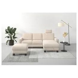 Ecksofa Home Affaire "Summer L-Form", beige (creme), B:249cm H:91cm T:164cm, 100% Polyester, Sofas, Ecksofa, mit Recamiere, mit oder ohne Bettfunktion und Bettkasten, Cord-Bezug