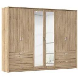 Dreht&uuml;renschrank Rauch "Kleiderschrank Schrank Garderobe W&auml;scheschrank WILDBERG", braun (eiche sonoma), B:275cm H:212cm T:58cm, Holzwerkstoff, Schr&auml;nke, Dreht&uuml;renschrank, mit 6 Schubladen, obere Schublade mit Holz-Einteilung MADE IN GERMANY