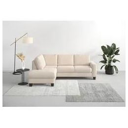Ecksofa Home Affaire "Summer L-Form", beige (creme), B:236cm H:91cm T:170cm, 100% Polyester, Sofas, Ecksofa, mit Ottomane, mit oder ohne Bettfunktion und Bettkasten, Cord-Bezug