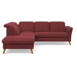 Sit & More Ecksofa SIT & MORE "Romero L-Form", rot (bordeaux), B:250cm H:91cm T:220cm, 100% Polyester, Sofas, Ecksofa, wahlweise mit oder ohne TV-Funktion, Bettfunktion, Bettkasten