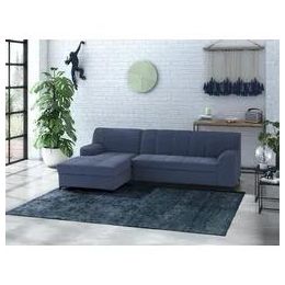 Ecksofa Home Affaire "Balme L-Form", blau (dunkelblau), B:239cm H:75cm T:152cm, 100% Polyester, Sofas, Ecksofa, Inkl. Zierkissen, wahlweise mit Bettfunktion
