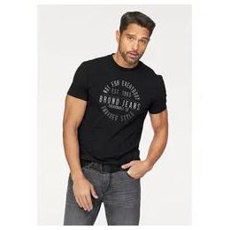 T-Shirt Bruno Banani, Herren, Gr. XXL (60/62), schwarz, Single Jersey, Obermaterial: 95% Baumwolle, 5% Elasthan, bedruckt, schmal, Rundhals, Shirts T-Shirt, Kurzarm, schmal geschnitten, bedruckt, aus Baumwollmischung