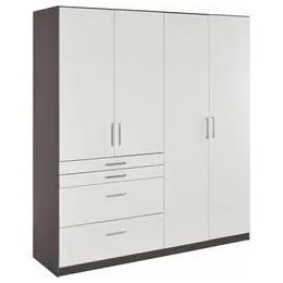 Dreht&uuml;renschrank Rauch "Kleiderschrank Schrank Garderobe Garderobenschrank Topseller HOMBURG", wei&szlig; (graumetallic, hochglanz wei&szlig;), B:181cm H:197cm T:54cm, Holzwerkstoff, Schr&auml;nke, Dreht&uuml;renschrank, mit viel Stauraum, oberer Schubkasten mit Einteilung MADE IN GERMANY