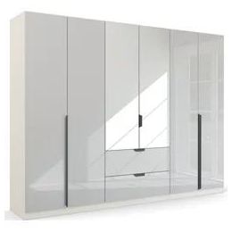 Dreht&uuml;renschrank Rauch "Kleiderschrank Schrank Garderobe Ankleide MODERN BY QUADRA SPIN", wei&szlig; (alpinwei&szlig;, glas kristallwei&szlig;), B:271cm H:210cm T:54cm, Holzwerkstoff, Schr&auml;nke, Dreht&uuml;renschrank, mit Spiegel und hochwertiger Glasfront, Stangengriff MADE IN GERMANY