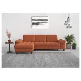 Sit & More Ecksofa SIT & MORE "Westham L-Form", orange (terra), B:275cm H:88cm T:172cm, 90% Polyester 10% Polyamid, Sofas, Ecksofa, Recamiere, mit oder ohne Bettfunktion, Bettkasten, F&uuml;&szlig;e wengefarben