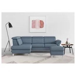 Sit & More Ecksofa SIT & MORE "Arngast L-Form", bunt (graublau), B:245cm H:84cm T:194cm, Sofas, Ecksofa, inklusive Kopfteilverstellung und Federkern