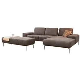Ecksofa W.Schillig "run, Designsofa mit tollem Sitzkomfort, bequem, L-Form", braun (mocca s37), B:319cm H:88cm T:178cm, Longlife Xtra-Leder Z73: Naturwalkleder der Luxusklasse aus den erlesensten Rohh&auml;uten. Hautst&auml;rke 1, 1 &ndash; 1, 3 mm;ROHLEDER Jacquard-Flachgewebe Q2 W60 (63% Polyester, 37% Polyacryl);ROHLEDER Chenille-Flachgewebe Q2 W77 (68% Polyacryl, 32% Polyester);Stoff S37 (100% Polyester), Sof