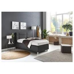 Boxspringbett, grau (feinstrukturstoff anthrazit), Ohne Topper, Liegefl&auml;che B/L: 100cm x 200cm, H3, Bonnell-Federkernmatratze, Bezug Unterbox und Kopfteil: Feinstrukturstoff (77% Polyester, 23% Viskose);Bezug Obermatratze 100% Polyester, waschbar bis 60C, Westfalia Schlafkomfort, Komplettbetten, Boxspringbett, in diversen Ausf&uuml;hrungen